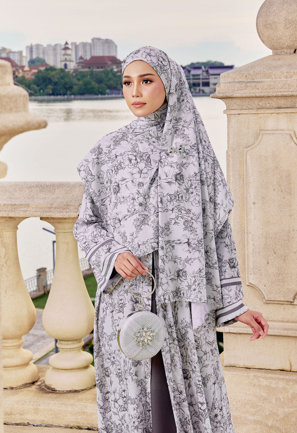 DANA PRINTED ABAYA - IVORY