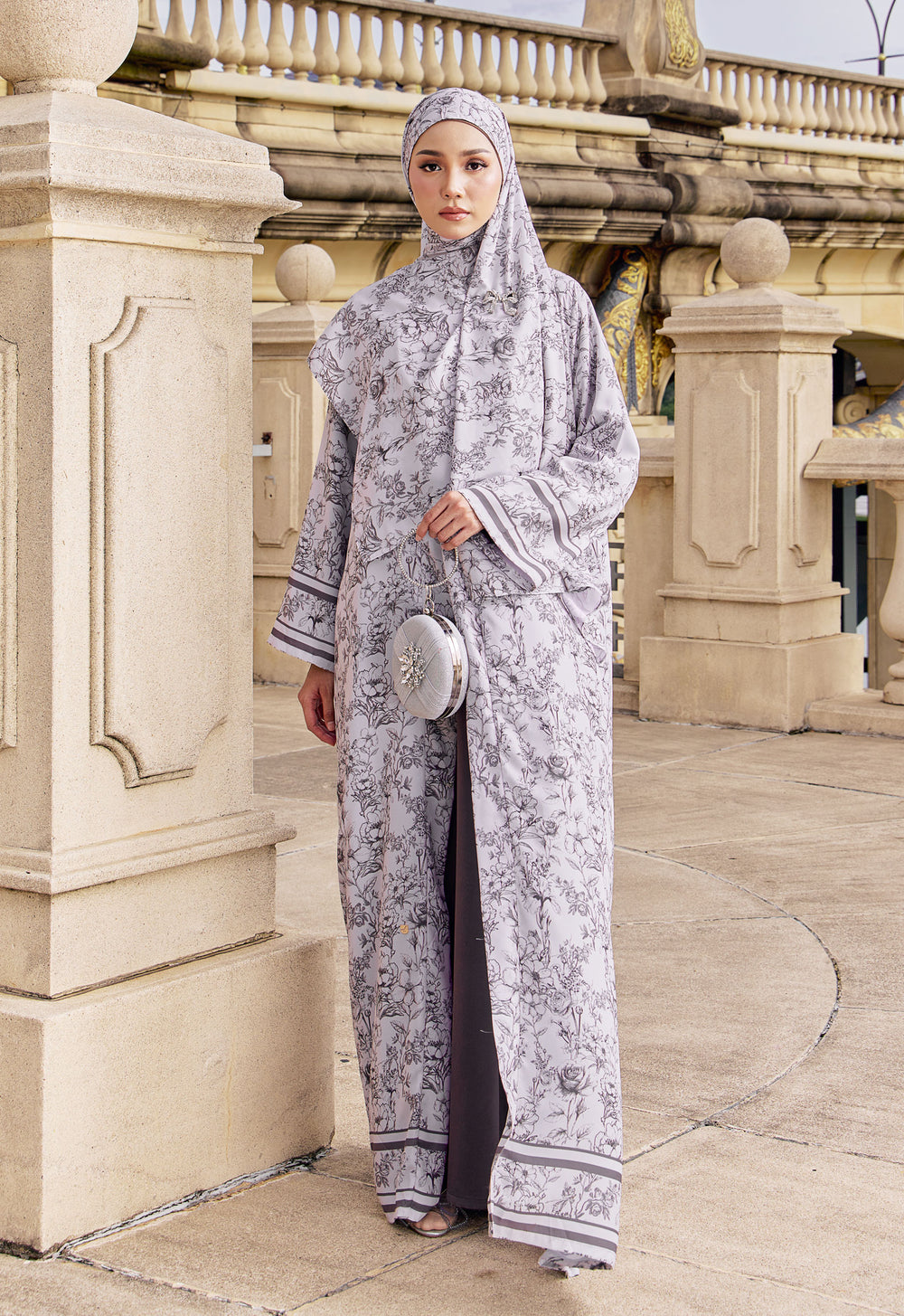 DANA PRINTED ABAYA - IVORY